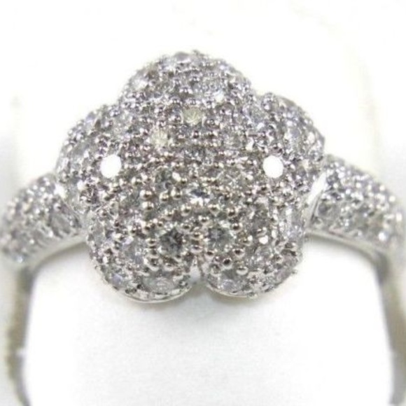 Jewelry | Diamond Star Round Cluster Pave Ring 18k Wg 15ct | Poshmark